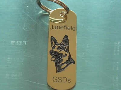 personalised brass engraved Key Ring,German Shepherd dog keyring. GSD ...