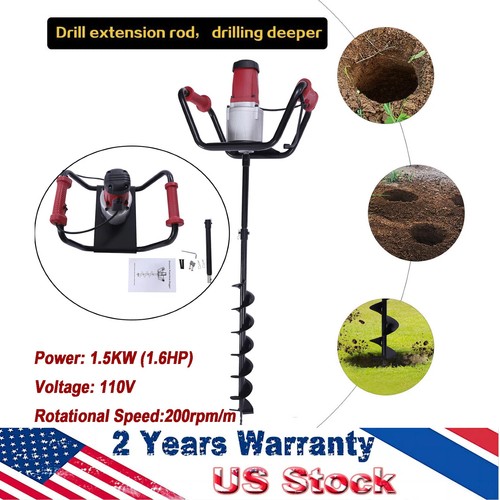 Electric Post Hole Digger Earth Auger 1500W 1.6HP 4'' w/ Bits ...
