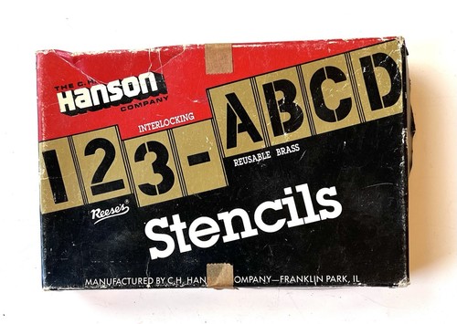 Vintage Stencil Set C.H. Hanson Interlocking Brass 3" In Box Used | eBay
