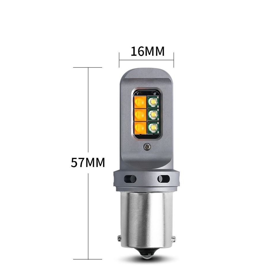 White Amber 1156 LED DRL Switchback Turn Signal Parking Light Bulbs ...