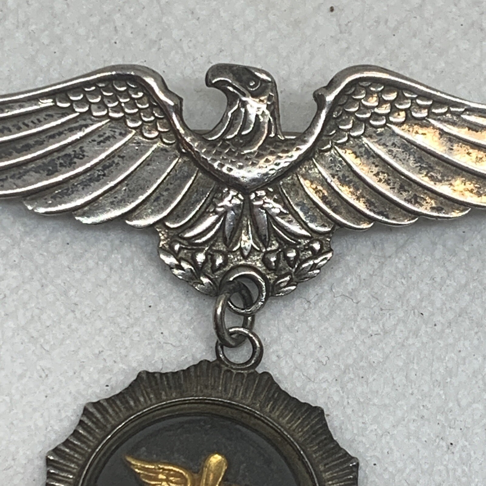 Vintage WW2 STERLING SILVER US ARMY Eagle Pin SWEETHE… - Gem