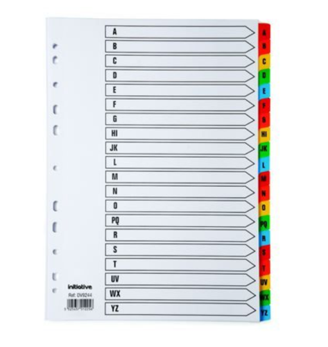 A4 160gsm Subject Filing File Divider A-Z with Coloured Whiteboard Tab ...