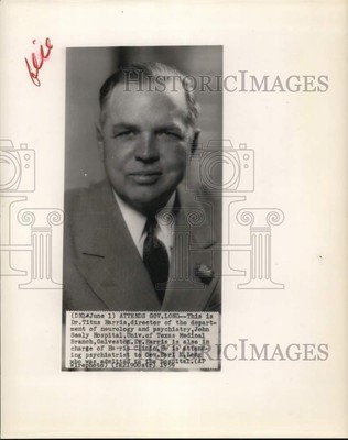 1959 Press Photo Director Dr. Titus Harris of John Sealy Hospital in ...