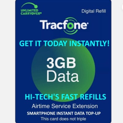 TracFone 3GB Data Prepaid Add On Refill FAST TODAY !! Only For ...