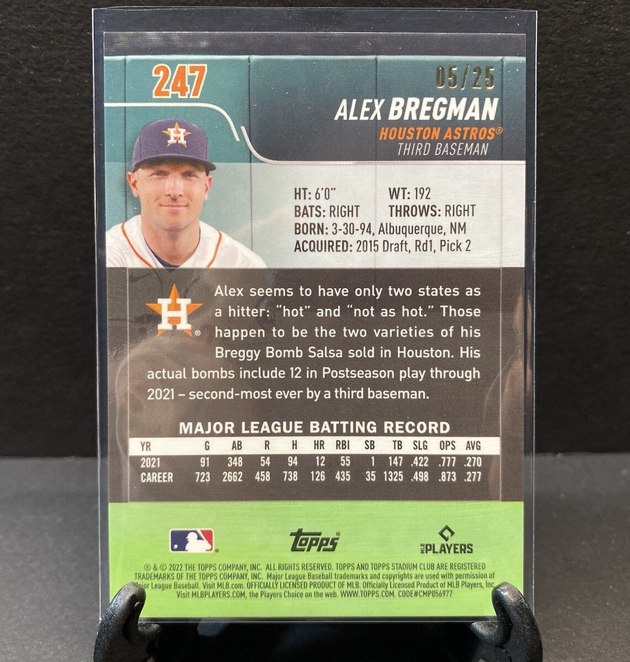 ALEX BREGMAN 2022 Topps Stadium Club Chrome #247 GOLD 5/50 Houston ...
