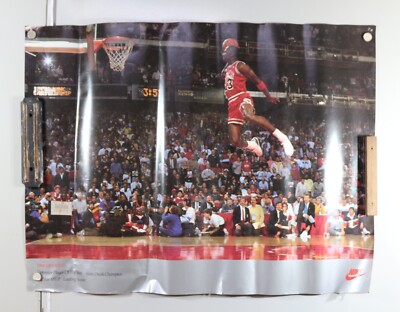 Vintage 1988 Nike Michael Jordan- NBA MVP, DPOY, Slam Dunk+- 24”x31 ...