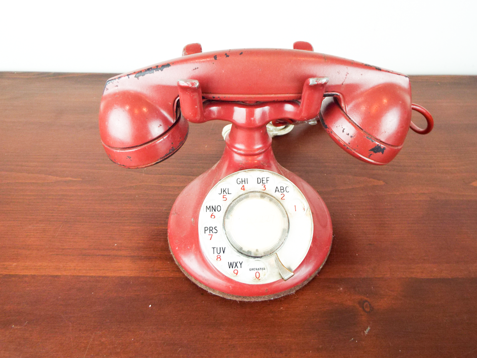 Antique Western Electric 102 B1 Oval Rotary Telephone Factory Red Made ...