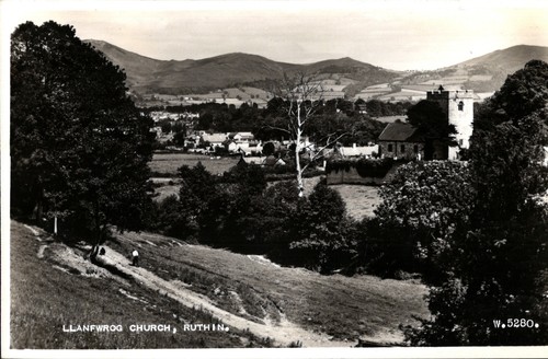 Llanfwrog Church Ruthin Denbighshire Wales England RPPC from Hillside ...