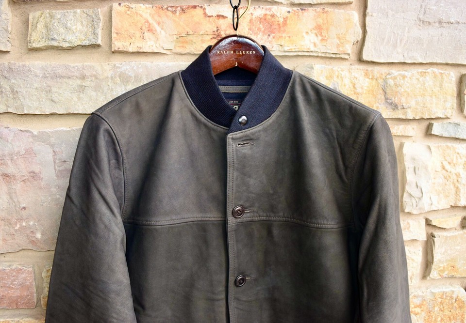 RRL Ralph Lauren Navy Suede 1930's Deck Baseball Jacket Men's XL Extra ...