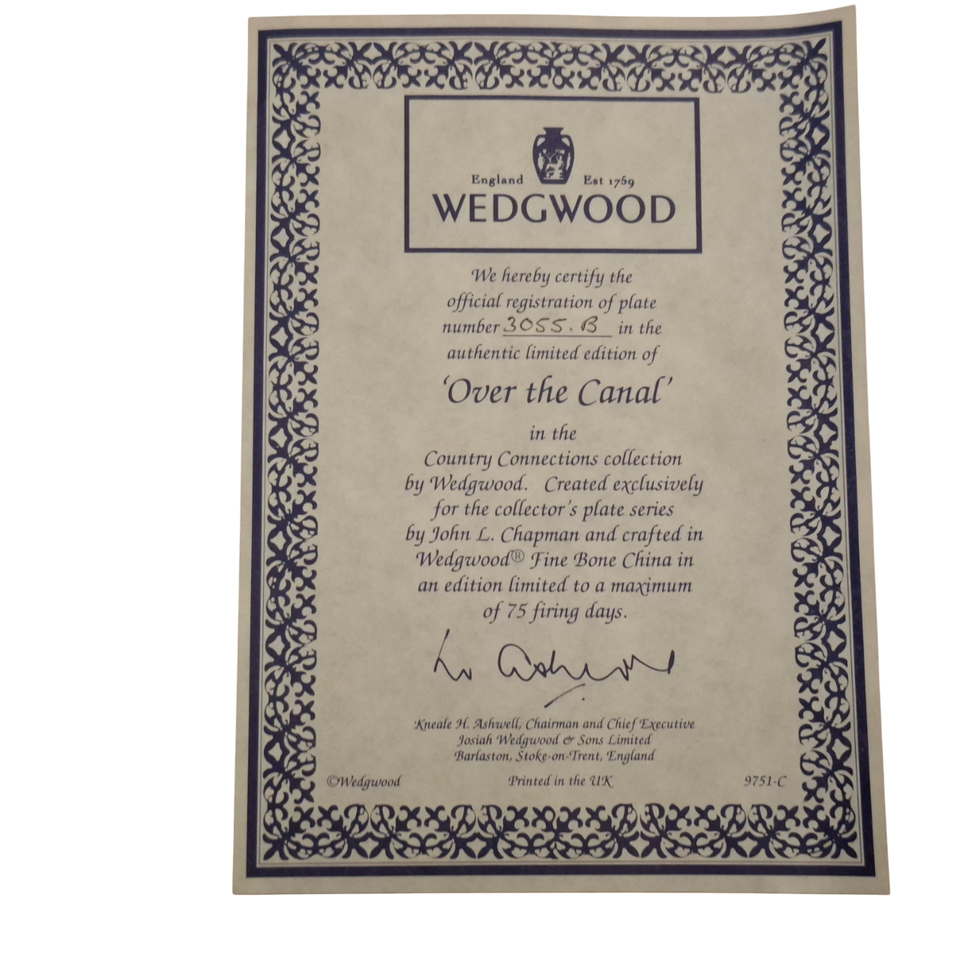 Wedgwood Over The Canal Decorative Plate No. 3055B John Chapman Canal ...