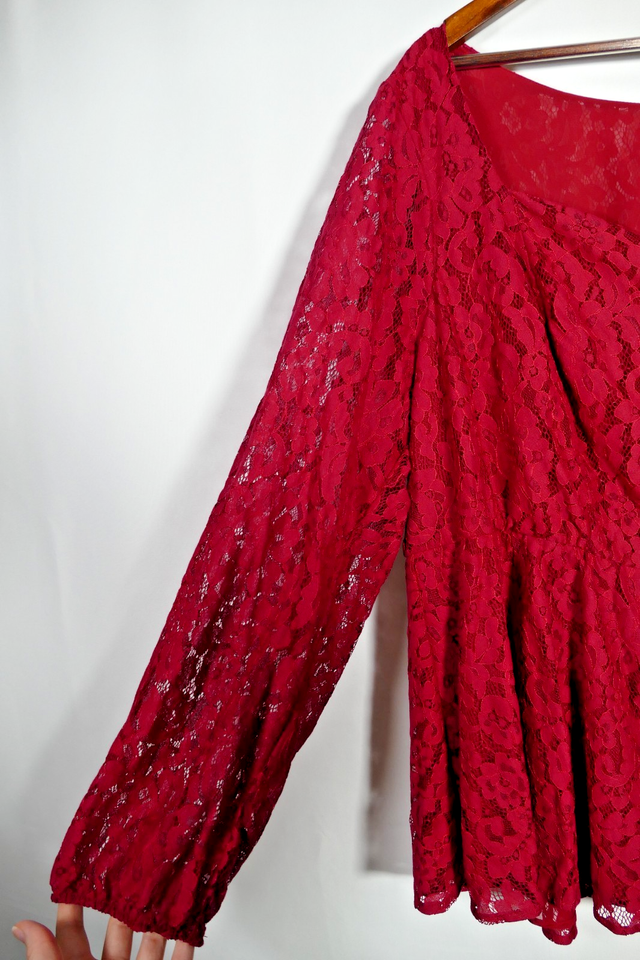 Torrid Womens Romantic Floral Lace Overlay Top Size 3X Red Vamp ...