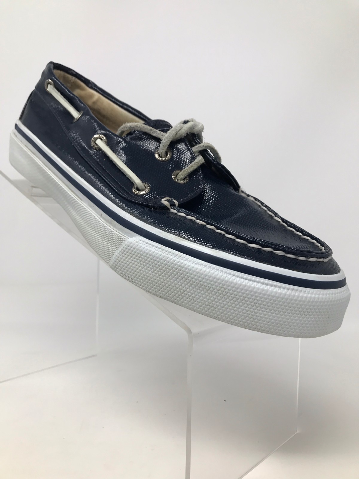 Sperry Top Sider NAVY Blue Shiny Patent Deck Boat Shoes 0632873 F9 ...