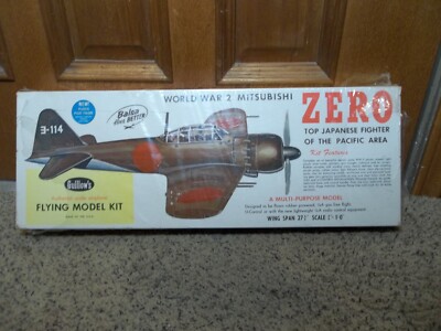 VTG. sealed Guillow's W. W. 2 Japanese Zero model kit Balsa wood w ...