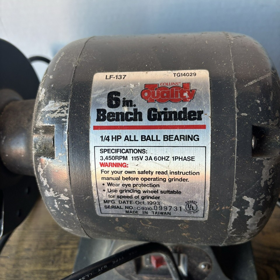 Vintage Collin’s Quality Tool 6” Inch Bench Grinder LF-137 TG14029 | eBay