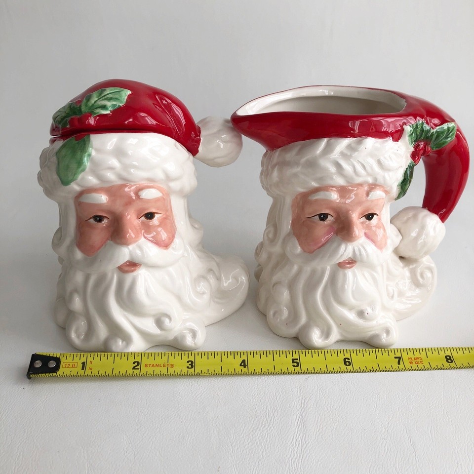 Vintage Spode Christmas Memories Ceramic Santa Head Cream and Sugar Set ...
