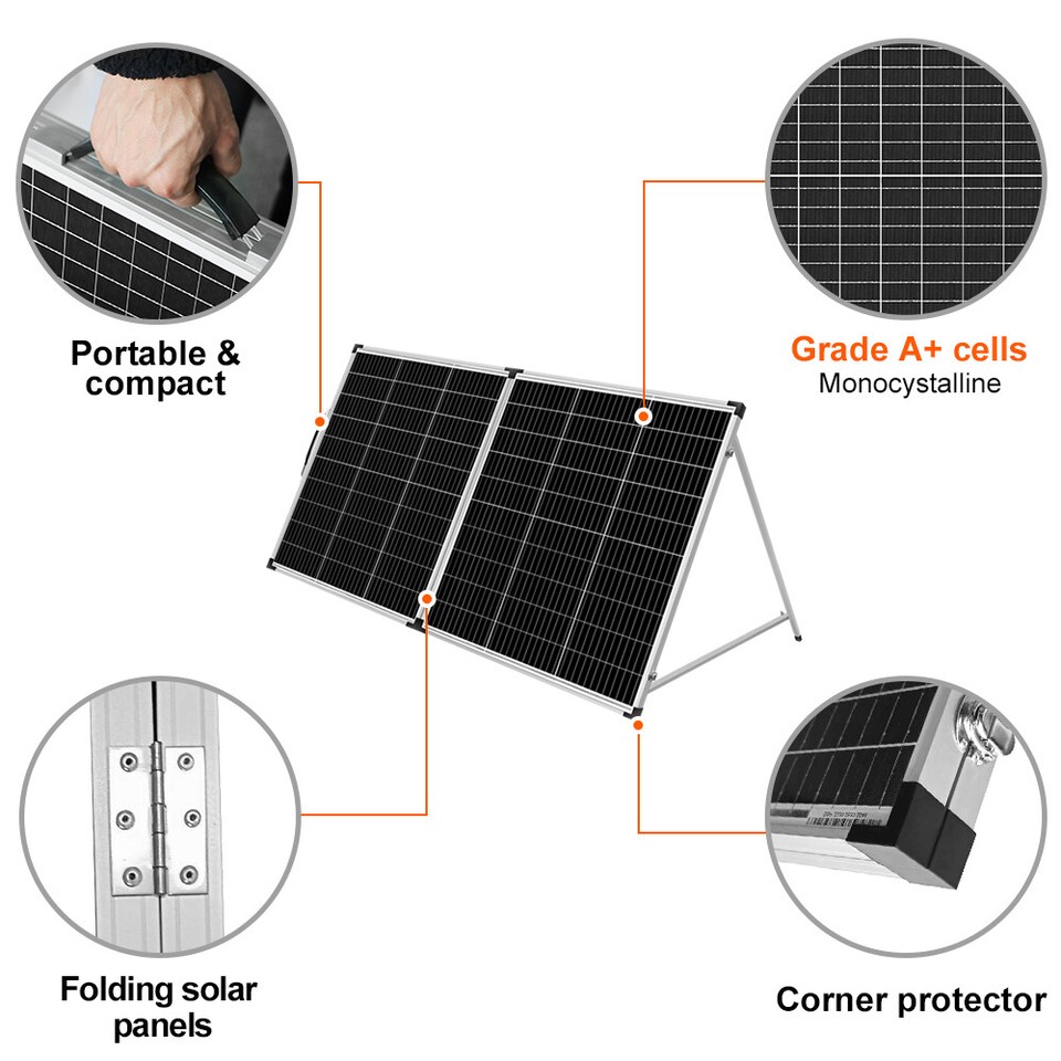 Dokio 200W 12v Foldable Solar Panel For Car Battery/Camper/RV/Home ...