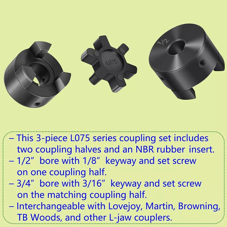 3-Piece L-Jaw Coupling Coupler Set For Log Wood Splitter 1/2"-3/4" L075 ...