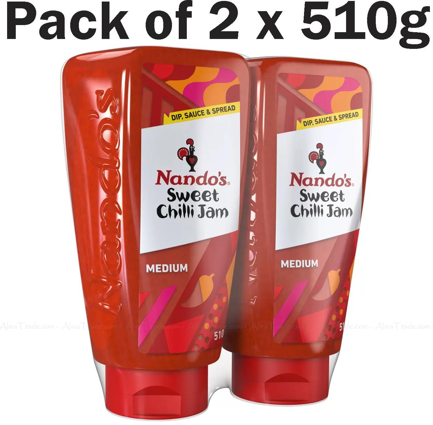 Nando's Sweet Chilli Jam Squeezy Medium Spicy Sauce Dip Spread Pack of ...
