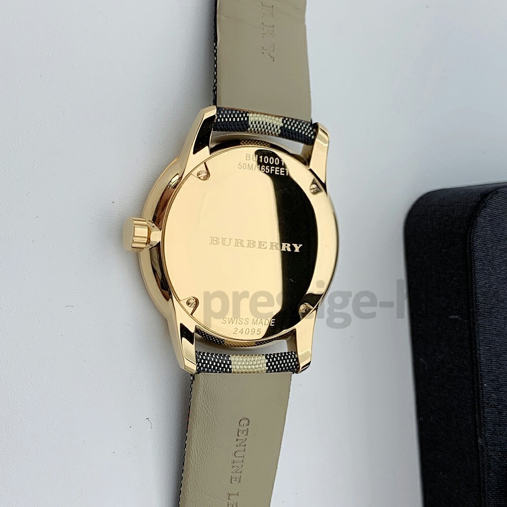 Burberry The Classic Horseferry Check 40mm Honey Stainless Steel Case ...