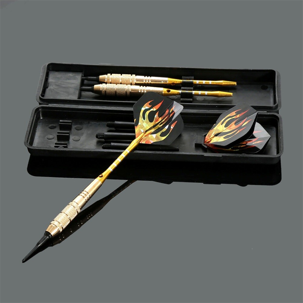 3Pcs Brass Barrel Plactic Soft Tip Darts Set with Case Flame Dart ...