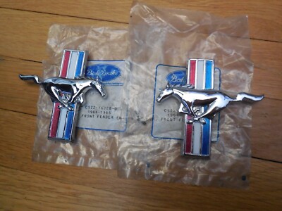 New 1965 1966 Ford Mustang Front Fender Emblems Pair C5ZZ-16228-B/D | eBay