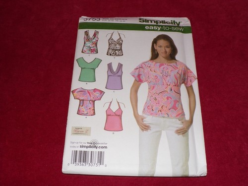 🌼 SIMPLICITY #3753 - LADIES ( 4 STYLE ) HALTER or SLEEVELESS TOP ...