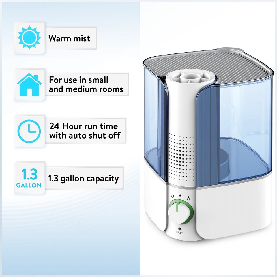 Equate EQ3111-UL Warm Visible Mist Humidifier, Filter Free, Top Fill, 1 ...