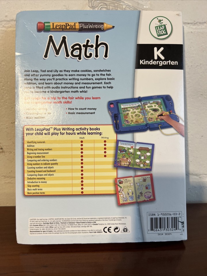 Leapfrog LeapPad Math Kindergarten Interactive Book Plus Cartridge | eBay
