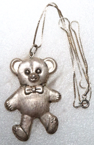 VINTAGE STUNNING STERLING SILVER TEDDY BEAR NECKLACE | eBay