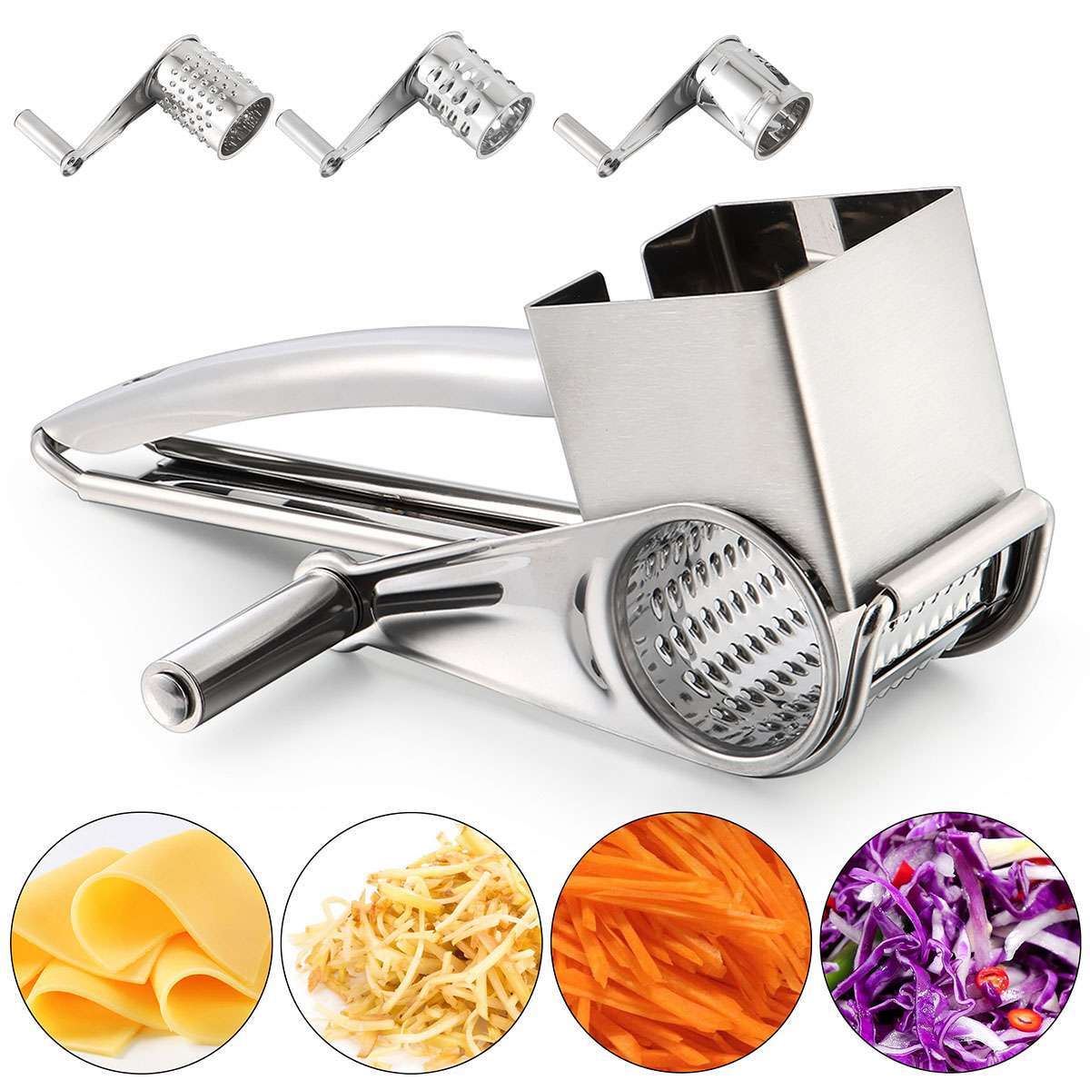 Stainless Steel Hand-Cranked Rotary Cheese Grater Ginger Shredder ...
