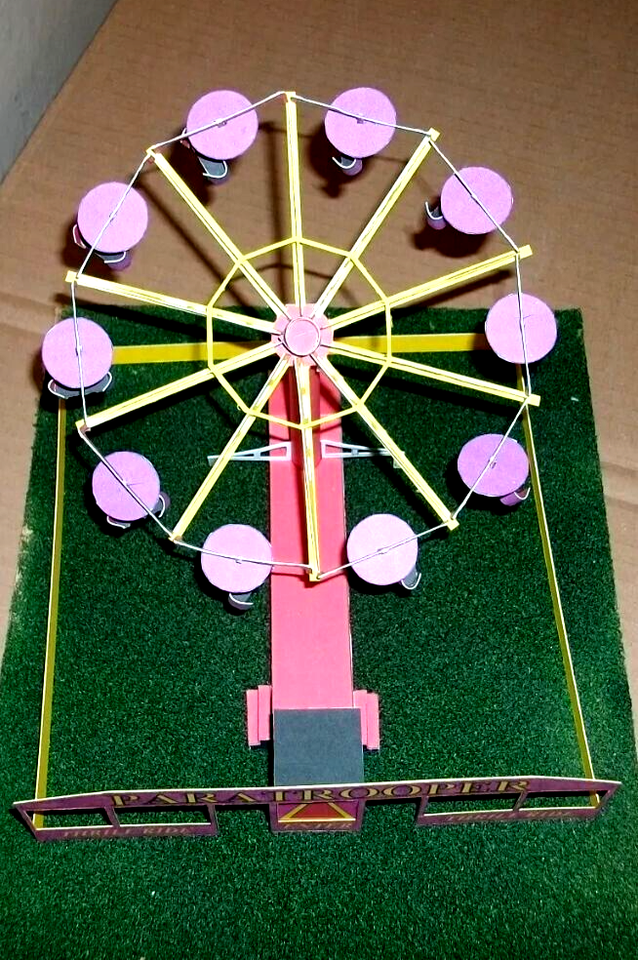 N Scale Carnival Fair Ride: Paratrooper Card Kit YOU BUILD! LEDs Rare ...