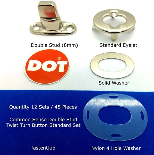 12 DOT Common Sense Twist Turn Button Fasteners - Double Stud 8MM SETS ...