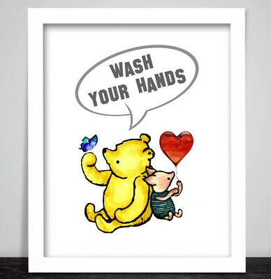Winnie the Pooh Funny Bathroom Toilet Loo Sign Wash Your Hands Print ...