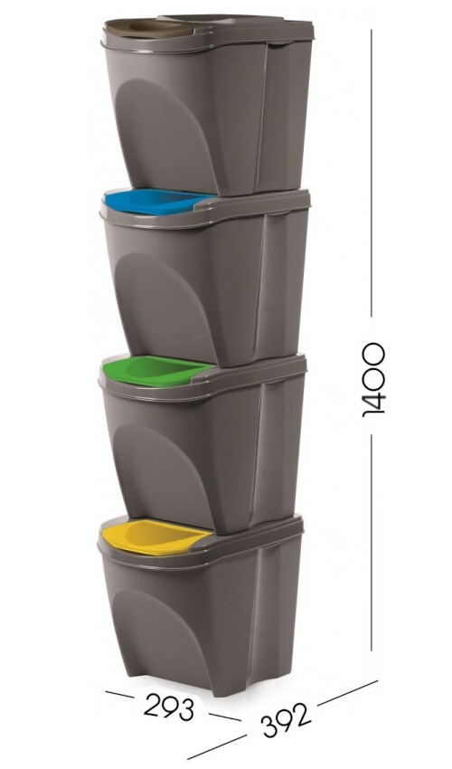 Recycling Sorting Bins with Lid Grey Black White Large Stackable | eBay UK