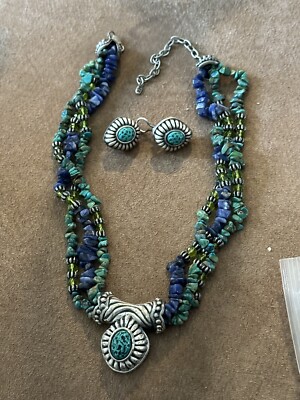 VTG MX ( Michael Morrison) 16” NECKLACE & PIERCED EARRINGS SET ...