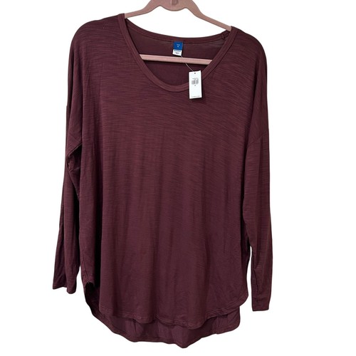 Old Navy NWT Womens Sz Plum Red Medium Luxe Long Sleeve Voop Neck Tunic ...