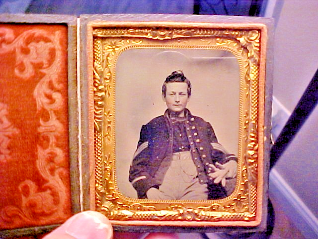 Civil War Tintype Photograph Union Soldier Sargent? Uniform, Gloves ...