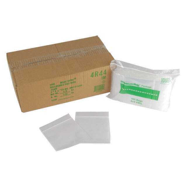 Reloc Zippit 4R34 4.0 mil Reclosable Poly Bags - 3" x 4" (10 Packs per ...