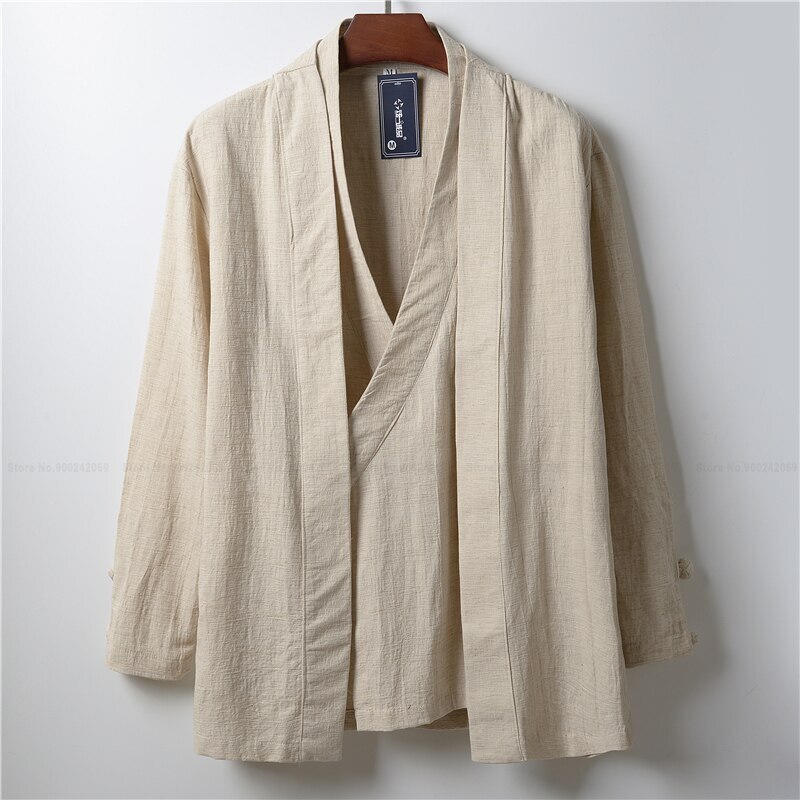 Chinese Men Linen Hanfu Cardigan Tops Kung Fu Shirts Japanese Kimono ...