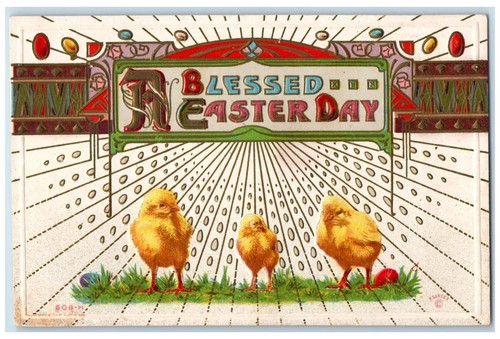 c1910's Easter Day Art Nouveau P. Sander Chicks Eggs Embossed Antique ...