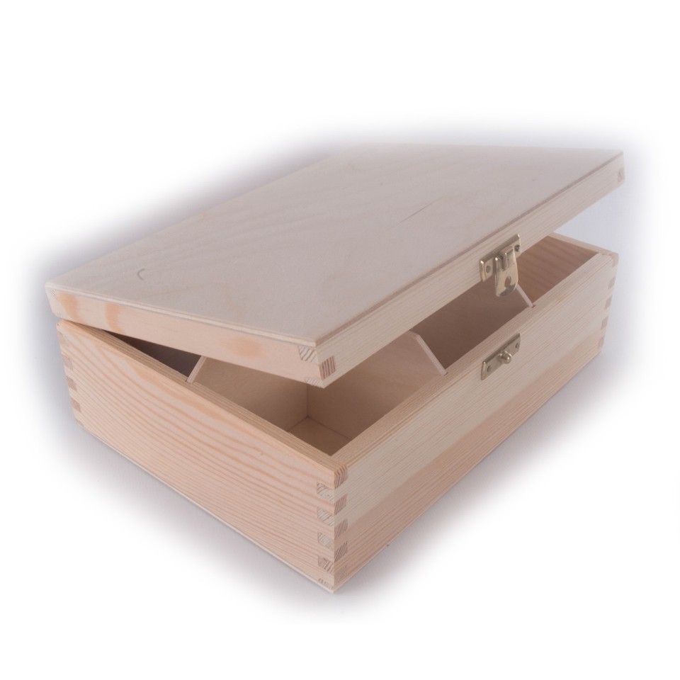 Wooden Storage Box With Lid Clasp & 6 Sections Compartments/Trinket ...
