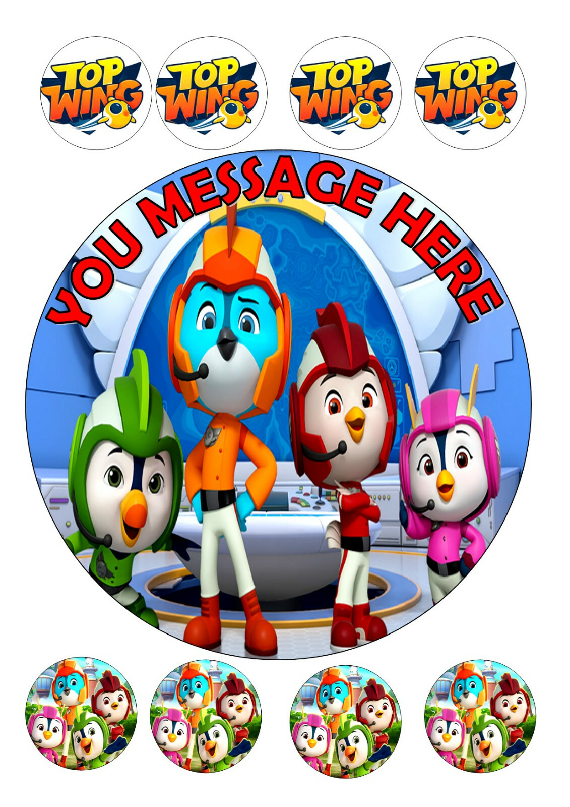 TOP WING BIRTHDAY ROUND 7.5 + 8 EDIBLE ICED ICING FROSTING TOPPERS ...