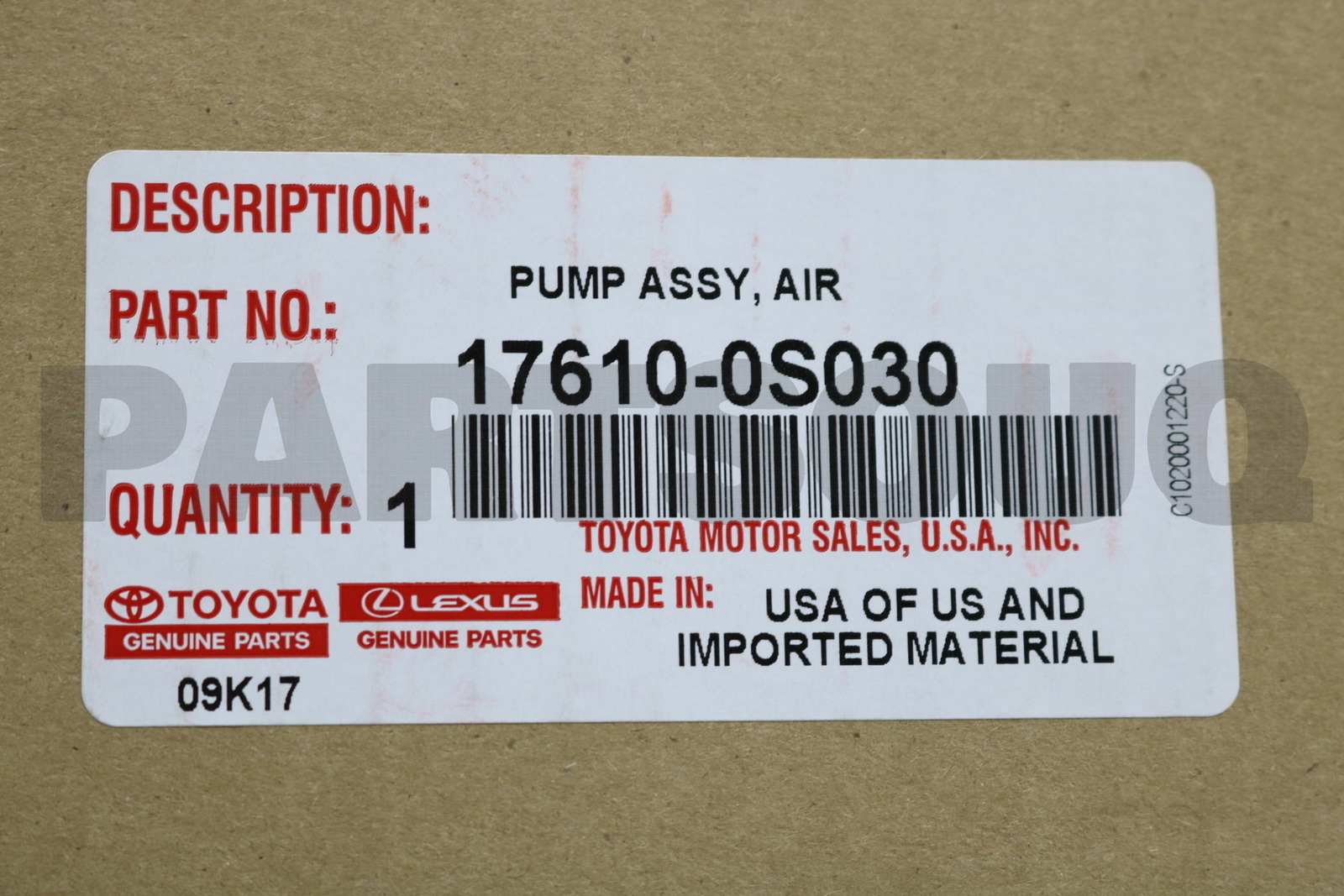 17610-0s030 Toyota Pump ASSY Air 176100S030 Genuine OEM for sale online ...