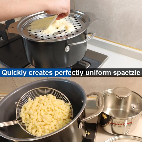 Stainless Steel Spaetzle Maker Lid with Scraper Traditional German Egg ...