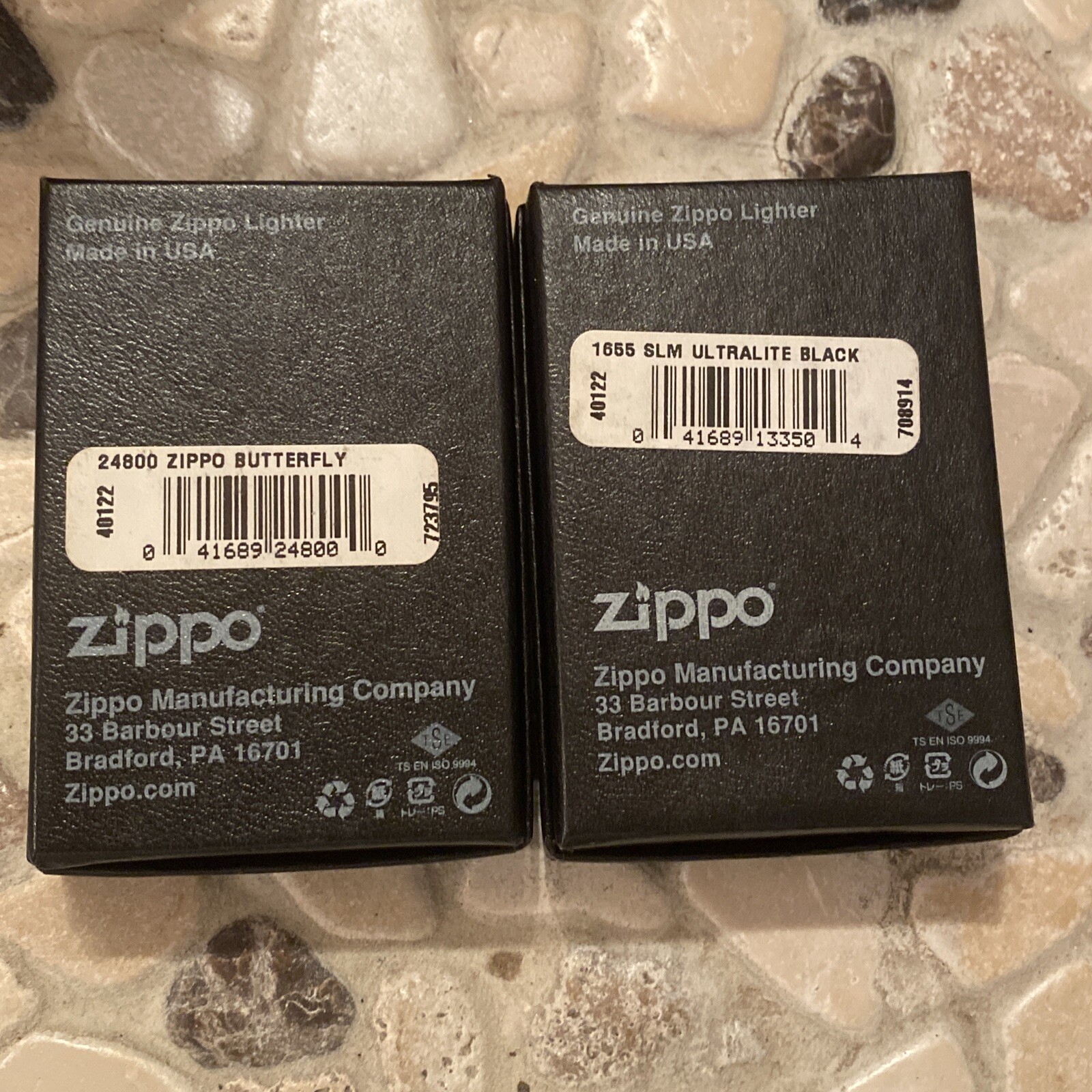 (2)GENUINE OFFICIAL EMPTY BLACK ZIPPO LIGHTER BOX ONLY Storage Case ...