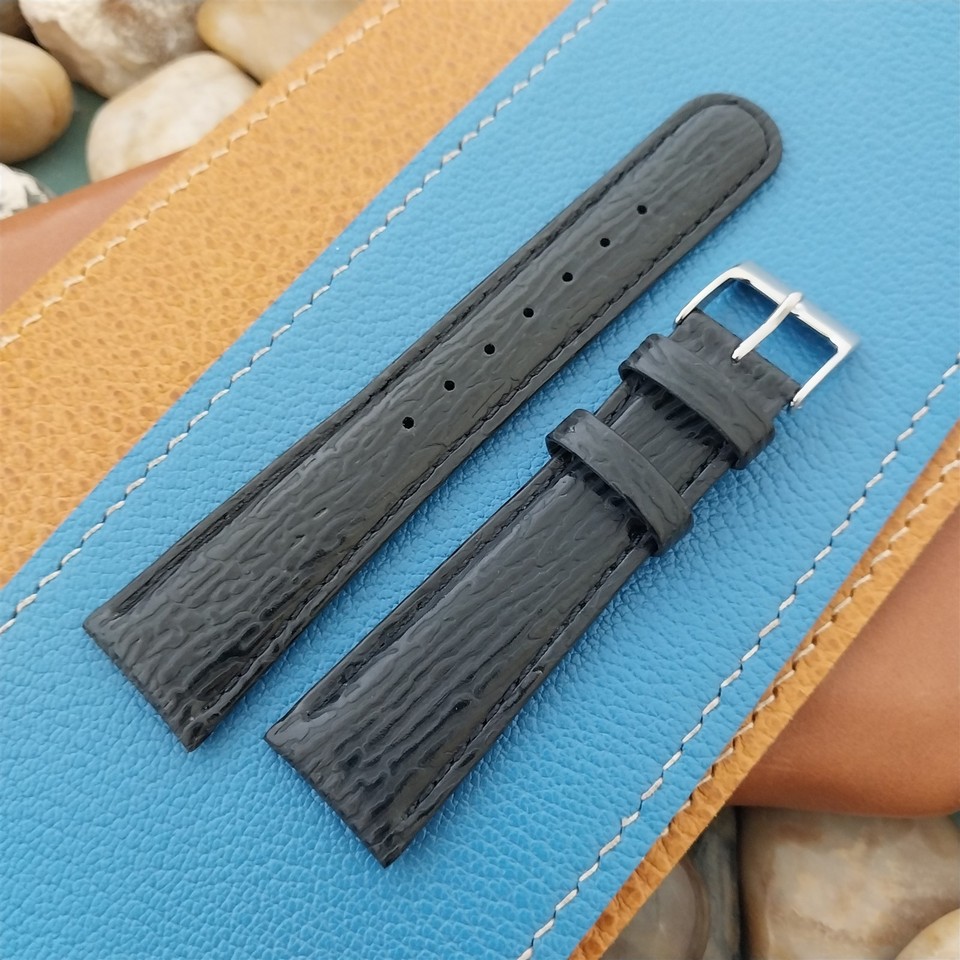 20mm Hadley Roma Black Leather Imitation Shark Classic 20/16 Tapered ...