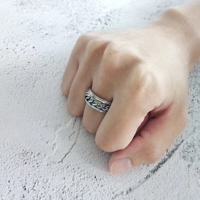 Unisex Silver Spinner Ring Mens Ring Sz 10 Stainless Fidget Ring Fidget ...