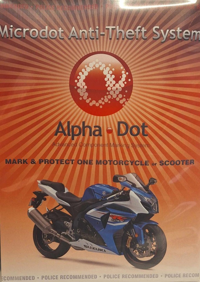 Alpha Dot Motorcycle Security Marking Protection Kit Theft Deterrent ...