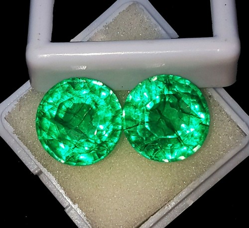 Natural Emerald Round Shape 7 to 9 Ct Certified Pair Loose Gemstone ...