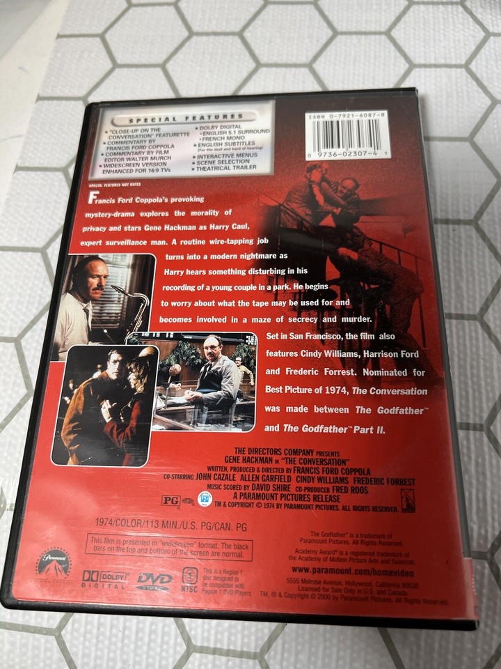 The Conversation DVD 1974 Gene Hackman Francis Ford Coppola 97360230741 ...